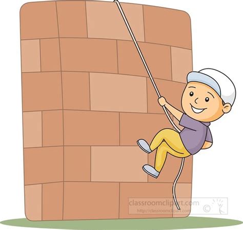 Climbing Up Rock Wall Clip Art 1593