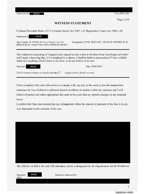 Fillable Online Witness Statement Form Section 9 Fax Email Print