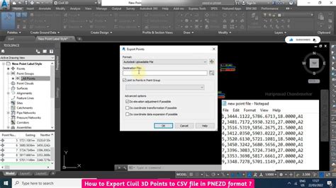 How To Export Civil 3d Points To Csv File In Pnezd Format Youtube
