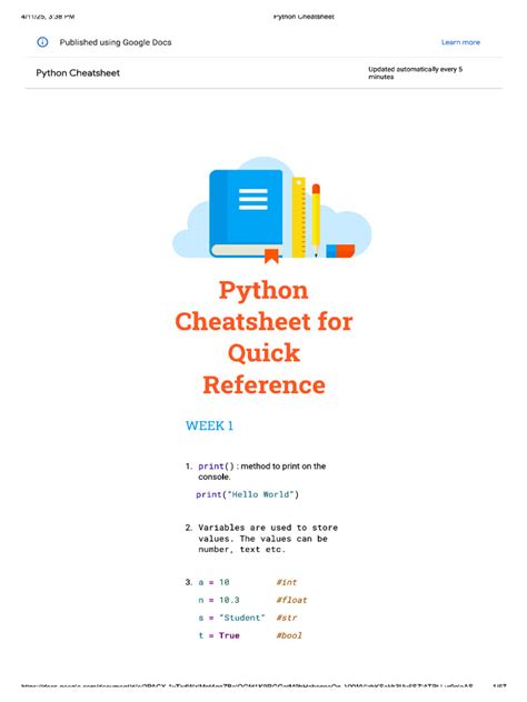 Python Cheatsheet Pdf