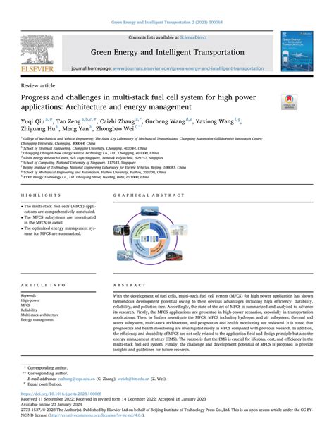 Pdf Progress And Challenges In Multi Stack Fuel Cell System For High Power Applications