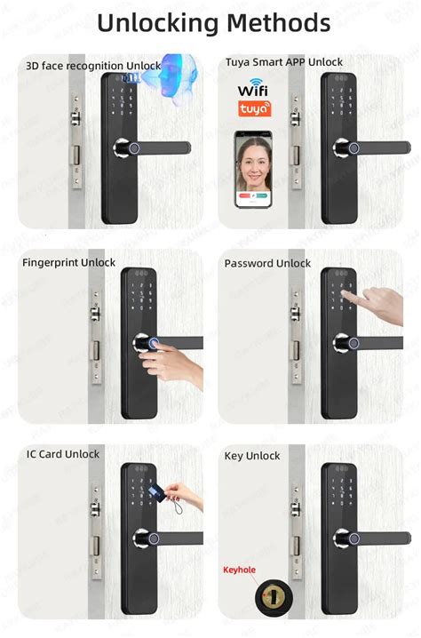 7829에서 충전식 배터리를 가진 스마트 3d 얼굴 인식 지문 도어 잠금 장치 Tuya Wi Fi 카메라 Dhgate