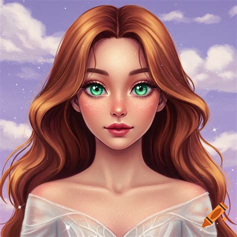 Portrait Of A Princess With Green Eyes And Long Brown Hair On Craiyon