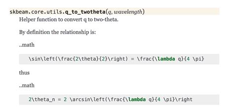 Math Is Not Rendering Properly In The Docs Issue Scikit Beam Scikit Beam GitHub