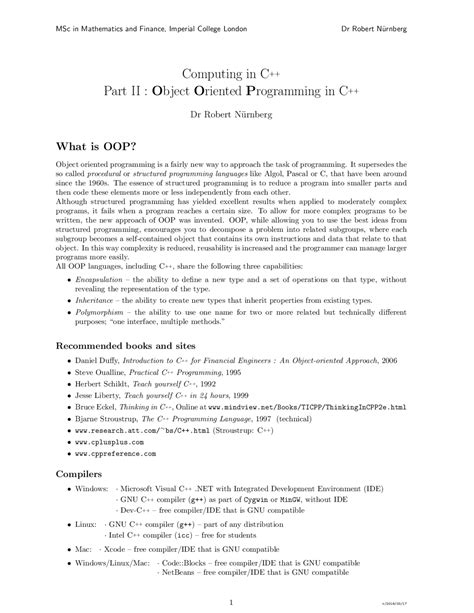 Object Oriented Programming In C Docsity