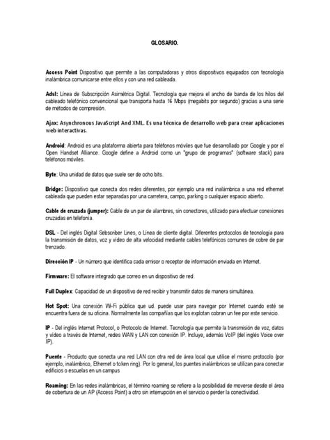 Glosario De Términos De Redes Y Tecnología Pdf Ieee 80211 Wifi
