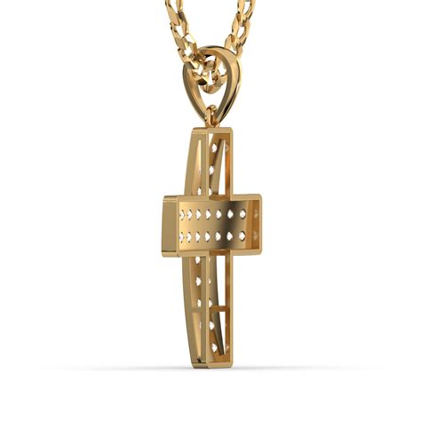Mens Vvs Lab Diamond Customizable Yellow Gold Cross Necklace Pendant