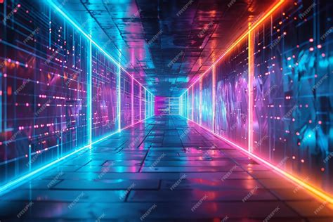 Data Center Server Room Futuristic Network Technology Background Premium Ai Generated Image