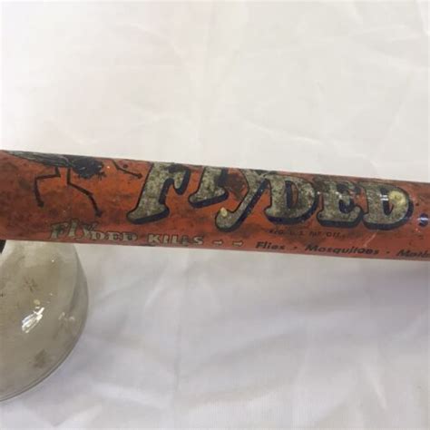 Antique Bug Sprayer Fly Ded Bugs Clear Glass Jar Metal Pump Lid Wooden