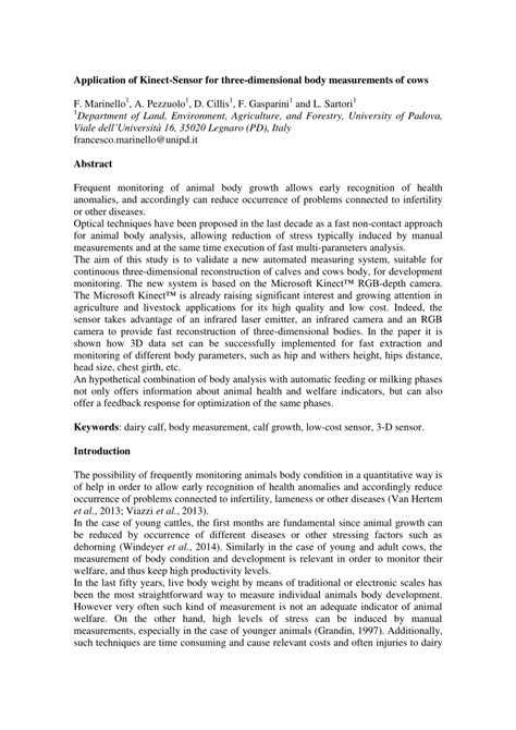 Pdf Application Of Kinect Sensor For Three Dimensional Body