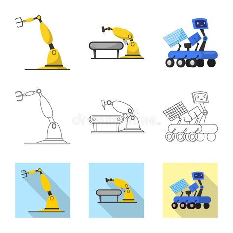 Isolated Object Of Robot And Factory Logo Set Of Robot And Space Vector Icon For Stock Stock