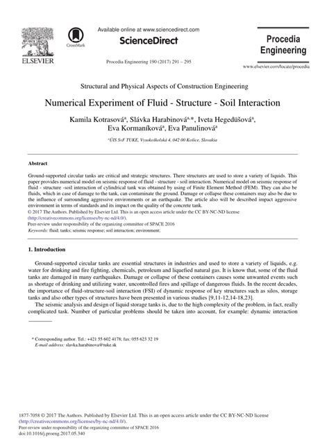 Pdf Numerical Experiment Of Fluid Structure Soil Interaction