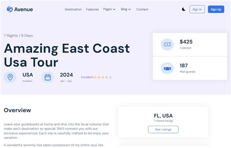 Avenue Pro Nextjs Website Template For Travel And Booking Websites