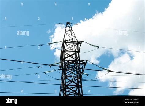 Communications High Voltage Transmission Lines Samara Samara Region Russia Copyright