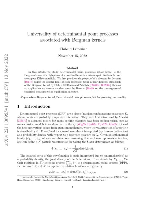 Pdf Universality Of Determinantal Point Processes Associated With