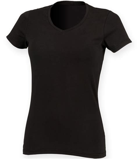 Custom Sf Clothing Ladies Feel Good Stretch V Neck T Shirt Sk122