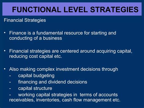 Functional Level Strategies Ppt