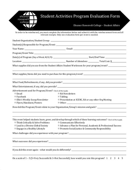 FREE Sample Program Evaluation Forms In PDF Excel Word
