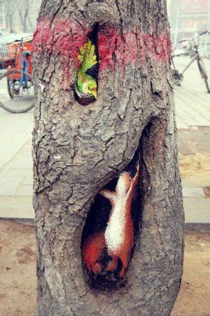 Painting Tree Trunks Creative Landscaping Ideas From Artist Wang Yue