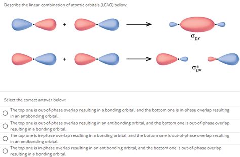 Describe The Linear Combination Of Atomic Orbitals Lcao Below Selec
