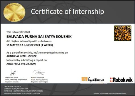 Koushik Balivada On Linkedin Ai Internship Eisystems Robokwik