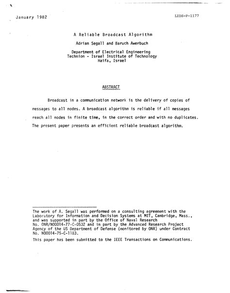 Pdf A Reliable Broadcast Algorithm