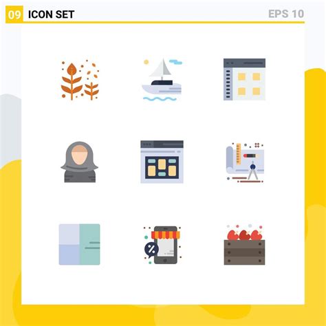 Universal Icon Symbols Group Of 9 Modern Flat Colors Of Islam Character App Avatar Web Editable
