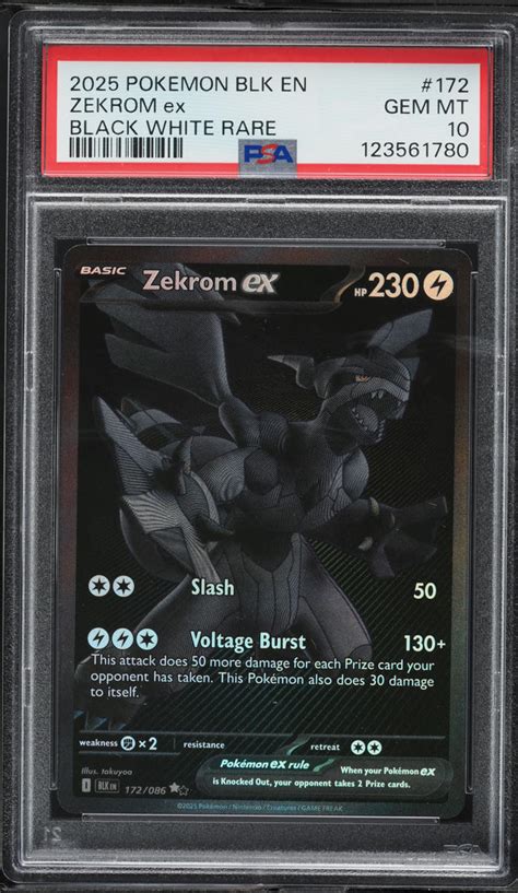 2025 Pokemon Sv Black Bolt Black White Rare Zekrom Ex 172 Psa 10 Gem