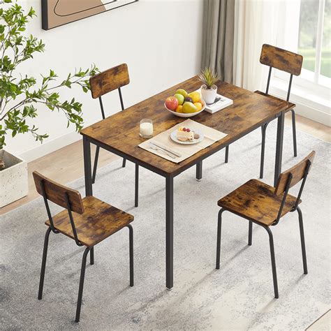 Merax Dining Table Set For 4 5 Piece Farmhouse