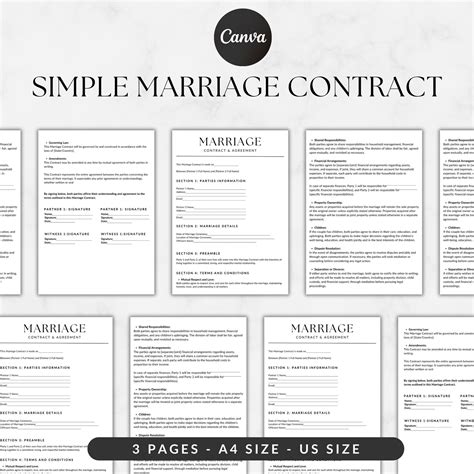 Marriage Contract Template Contract Marriage Agreement Wedding