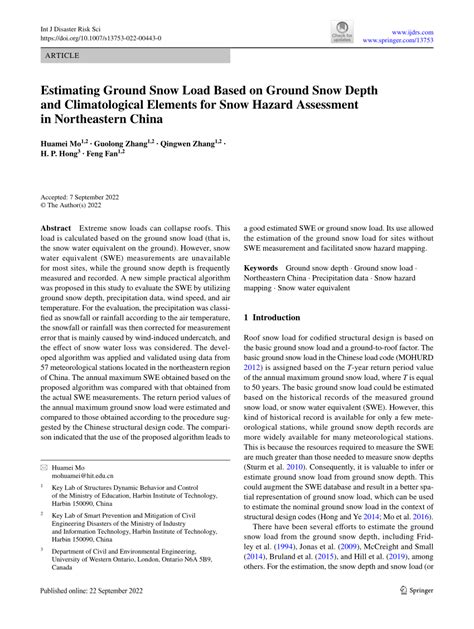 pdf estimating ground snow load based on ground snow depth and