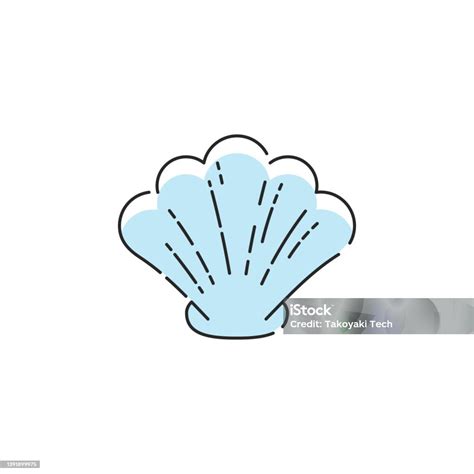 조개 모양 아이콘입니다 벡터 윤곽선 셸 또는 가리비 실루엣 간단한 라인 아트 여름 해변 웹 디자인 모바일 응용 프로그램 로고 개념을위한 현대 그래픽 진주 껍질 기호 진주