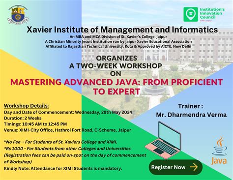 2 Week Workshop On Mastering Advanced Java Training Ximi