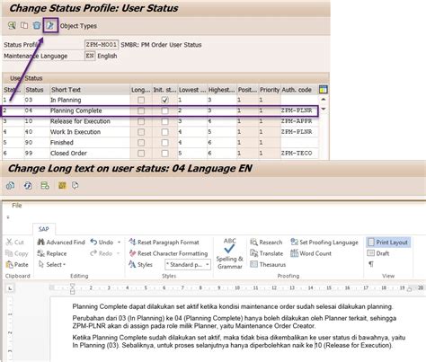 Sap System Status Vs User Status Sinau Sap Pm Module