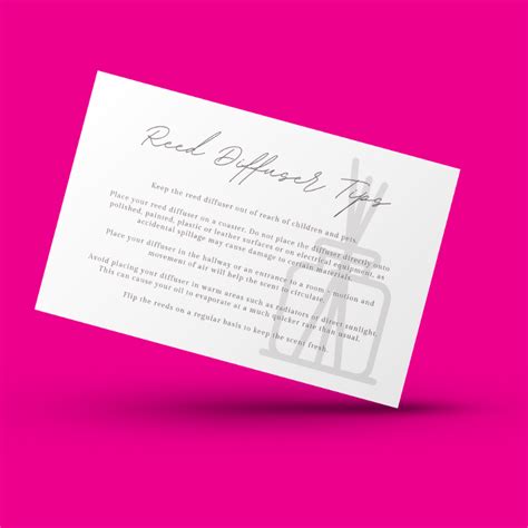 Reed Diffuser Care Tips Safety Cards Glow Clp