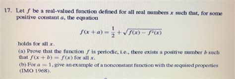 solved 17 let f be a real valued function defined for all