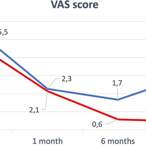 Vas Score Vas Score Trend At The Various Follow Ups Blue Line For In Download Scientific