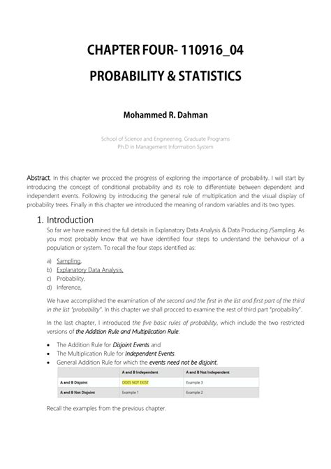 PDF PROBABILITY STATISTICS CHAPTER FOUR