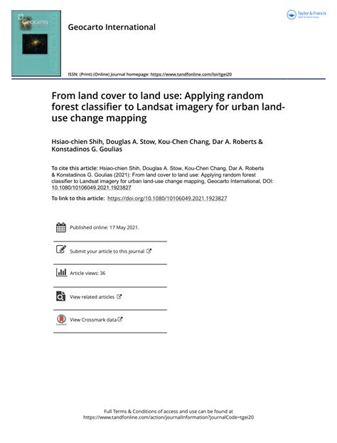 Pdf From Land Cover To Land Use Applying Random Forest Classifier To