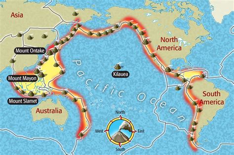 Volcanic Ring Of Fire Map Location Of Volcanoes