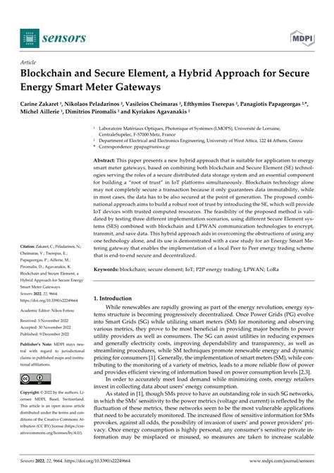 Pdf Blockchain And Secure Element A Hybrid Approach For Secure Energy Smart Meter Gateways