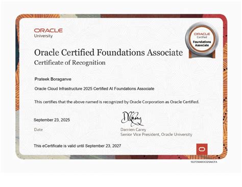 Oracle Certification Artificialintelligence Cloudcomputing