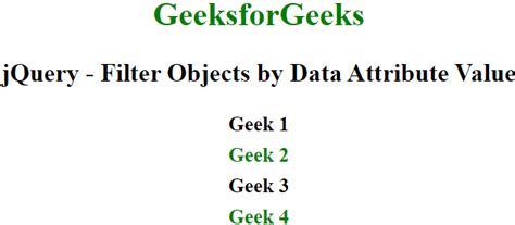 How To Filter Objects By Data Attribute Value In Jquery Geeksforgeeks