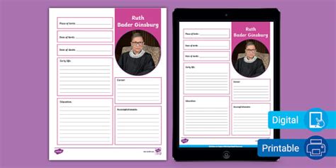 All About Ruth Bader Ginsburg Research And Write Activity