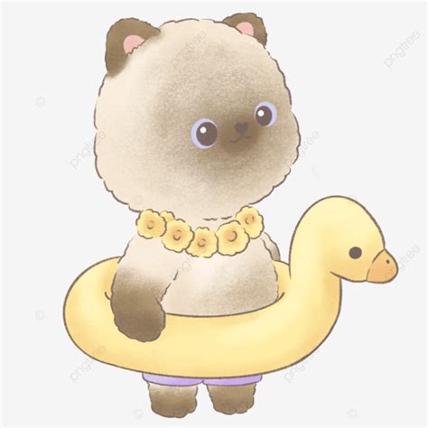 오리고무링을 끼고 있는 샴 고양이 샴 고양이 갈색 고양이 고양이 만화 Png 일러스트 및 Psd 이미지 무료 다운로드 Pngtree