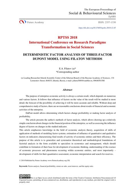 Pdf Deterministic Factor Analysis Of Three Factor Dupont Model Using
