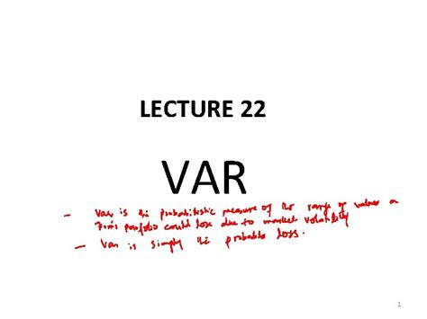 Lecture 22 Var 1 Methods Of Calculating Var