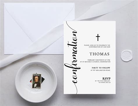 Minimalist Confirmation Invitation Template Modern Confirmation Party Catholic Confirmation