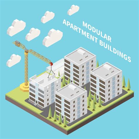 Edificios De Apartamentos Modulares Stock De Ilustración Ilustración De Isométrico Modular