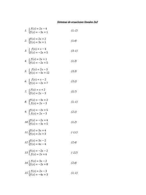 Sistemas De Ecuaciones 2x2 Pdf